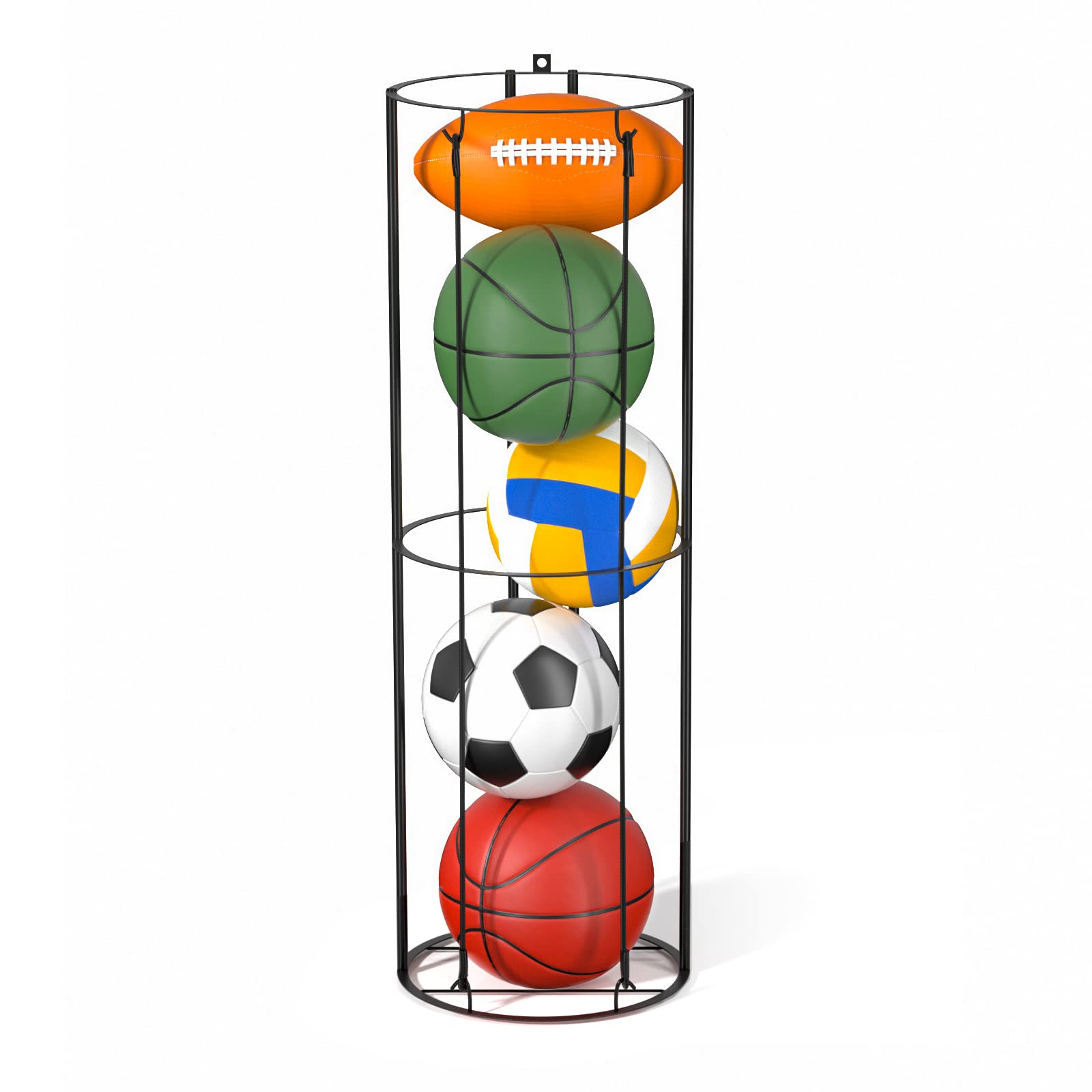 MOYOHIM Garage Ball Storage Vertical Ball Rack, Basketball Soccer Ball ...