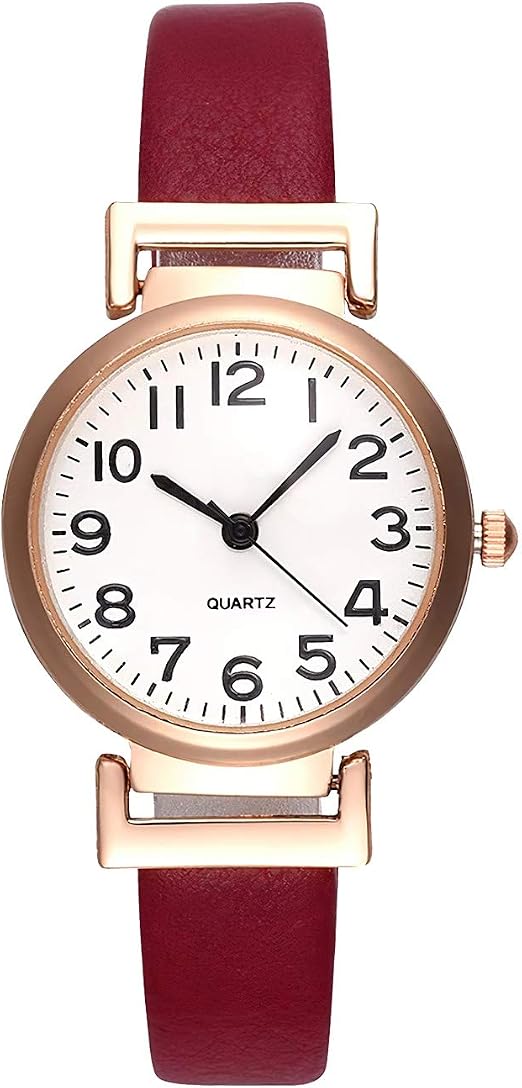 Damenuhr Wasserdicht Rot Leder Slim Armbanduhr Damen Elegant Analog ...