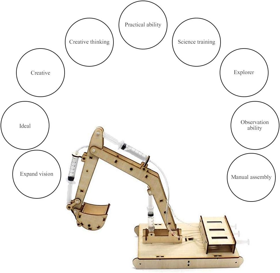 Assembly Wooden Excavator Model, DIY Assembled Hydraulic Digger Car ...