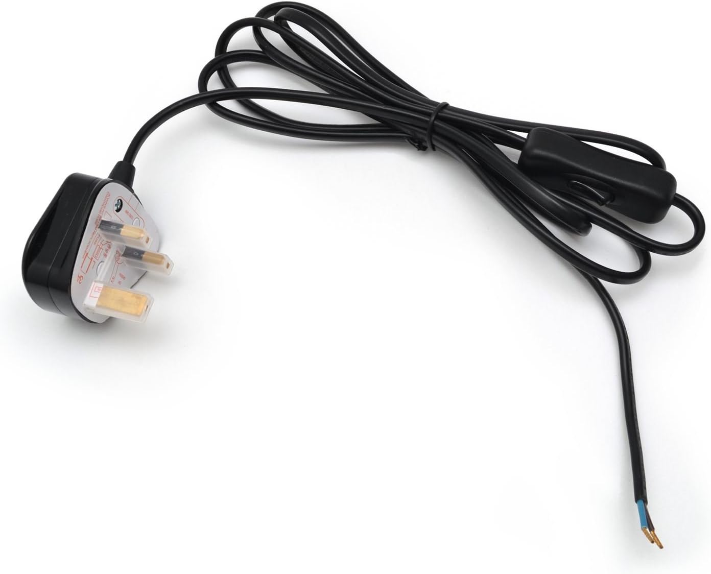 Main Lead Cord Flexible Cable with in line Switch UK 2m Black: Amazon ...