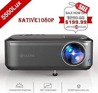 Amazon.com: Video Projector, GuDee 5500 Lux Native 1080P Full HD HDMI ...