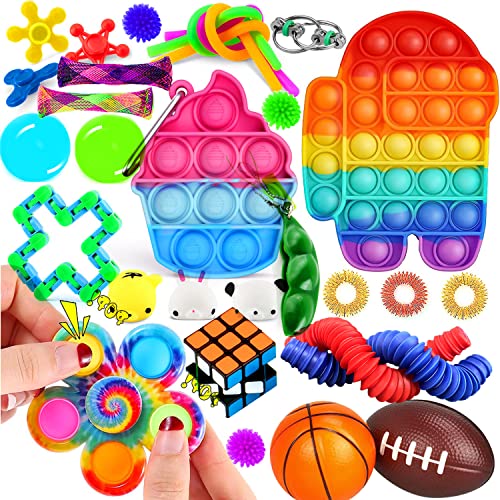 Fidget Toys Set, 27 PCS Fidget Pack Sensory Relieves Stress Anxiety for Kids Adults, Toy Box ...