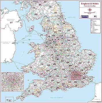 Postcode Area Map 6 - England & Wales - Colour - Photo Paper: Amazon.co ...