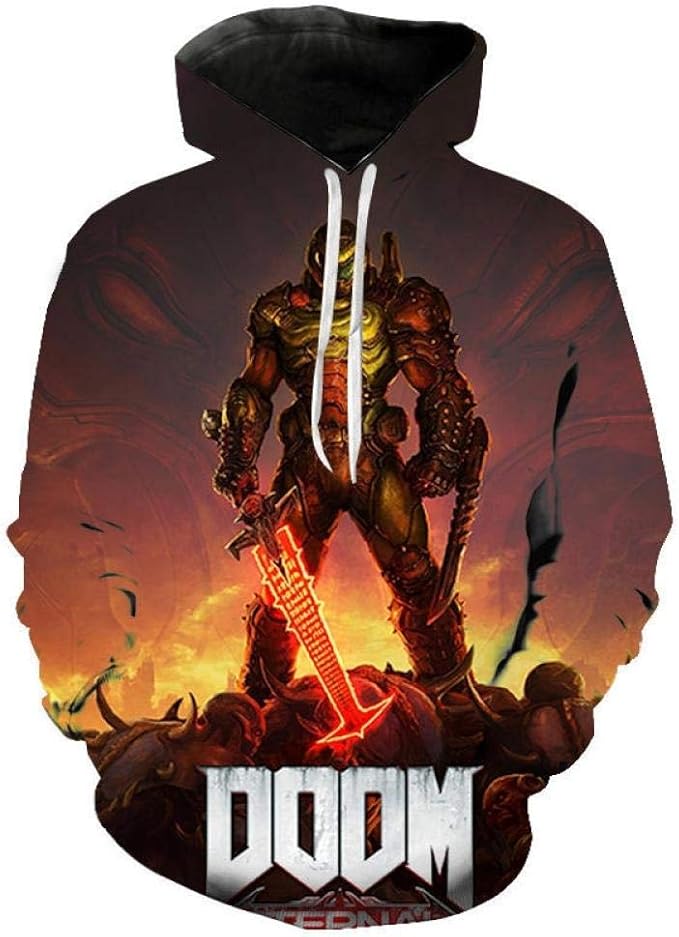 QRTU Unisex Doom Eternal 3D Druck Hoodie Kapuzenpullover Langarm ...