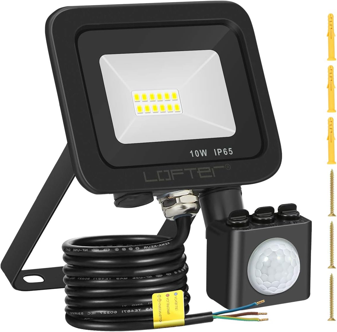 Motion Sensor Security Lights Outdoor, LOFTer 10W 800lumen Super Bright ...