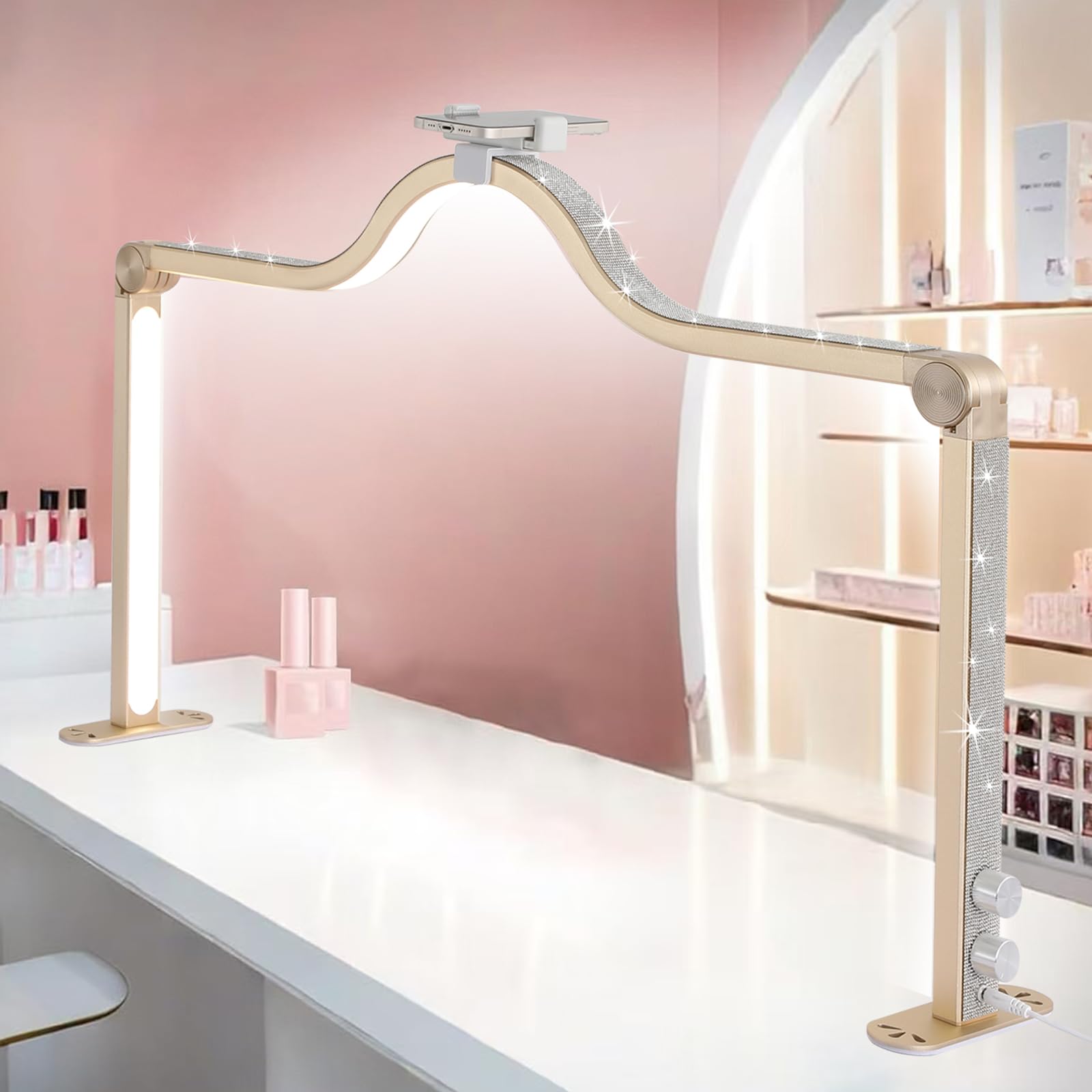 Afatnao Upgraded Nail Tech Lamp for Desk, 34 in Foldable Large Nail ...