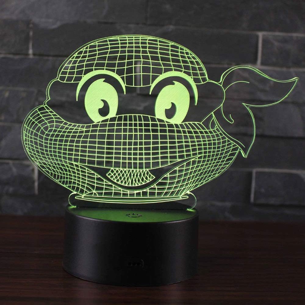 Wangzj Lamps 3D Lamp Ninja Turtle Led Night Light- Remote 7 Color（Black ...