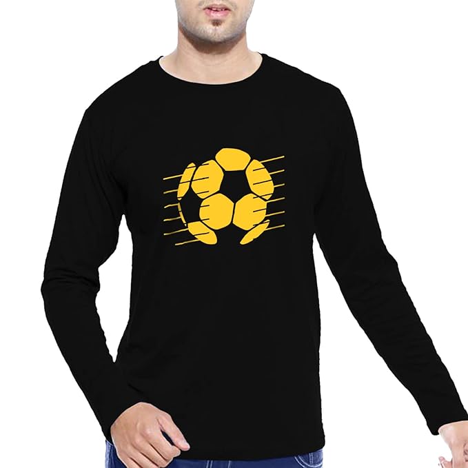 Buy Mens Football Logo Cotton Printed Round Neck Full Sleeves Black ...