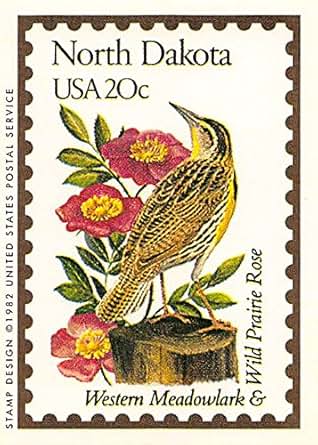 North Dakota State Bird & Flower trading card (Western Meadowlark ...