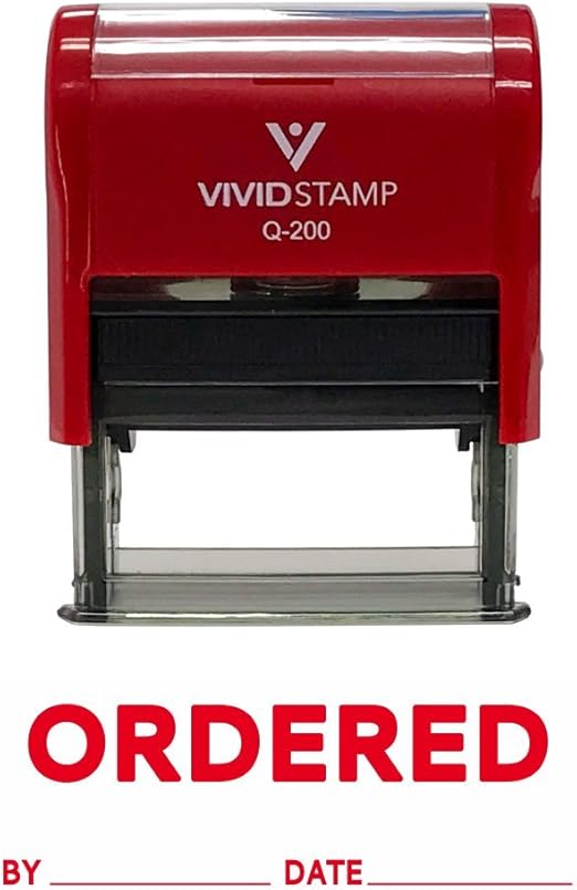 Amazon.com : Ordered by Date Self Inking Rubber Stamp (Red Ink ...