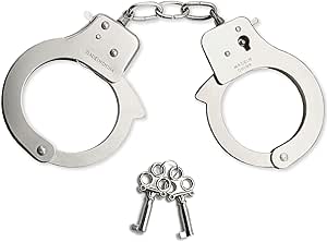 JUNRUI Police Handcuffs for Kids, Real Police Metal Steel Handcuffs ...