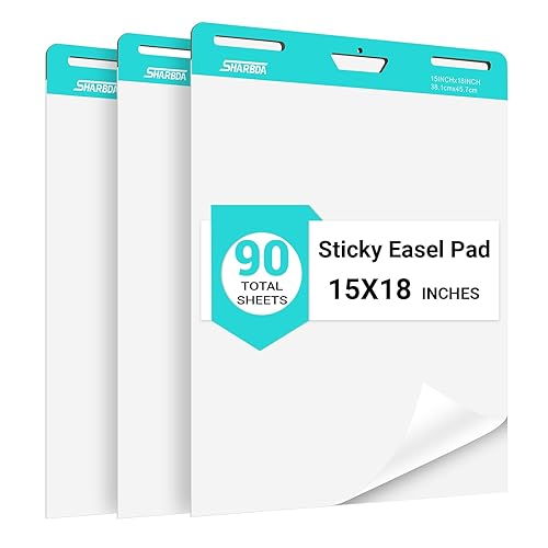 SHARBDA Sticky Mini Easel Pad, 15 x 18 Inches, Self Stick Flip Chart ...
