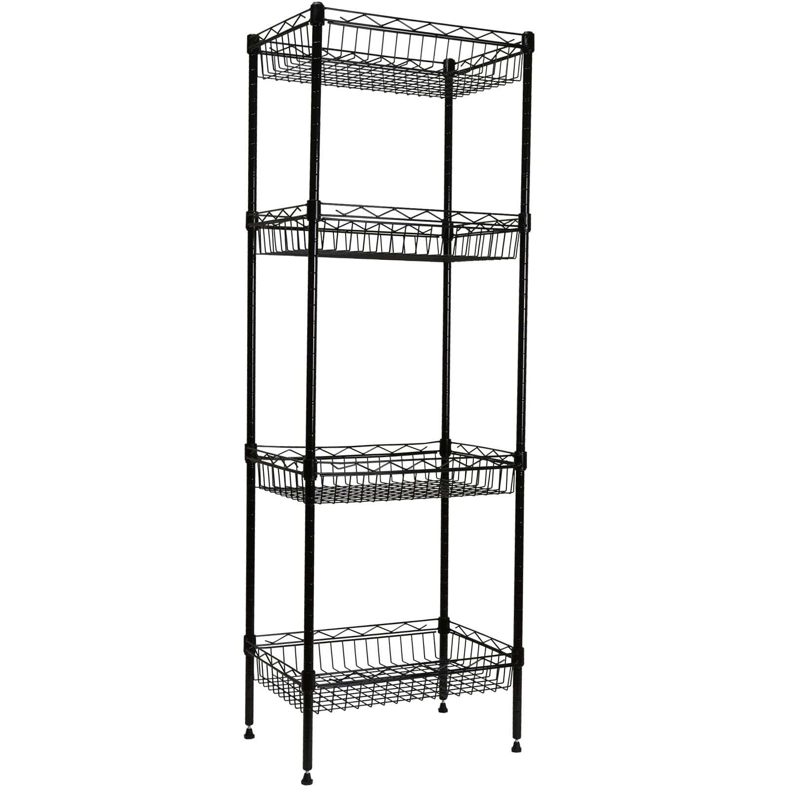 Buy YOHKOH 4 Tier Metal Wire Storage Shelving Rack With Baskets buy-yohkoh-4-tier-metal-wire-storage-shelving-rack-with-baskets