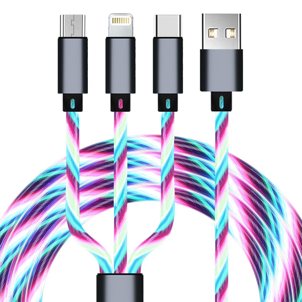 KINDRM Multi Charging Cable, 3in1 3.6ft LED Light UP USB to Type-C ...