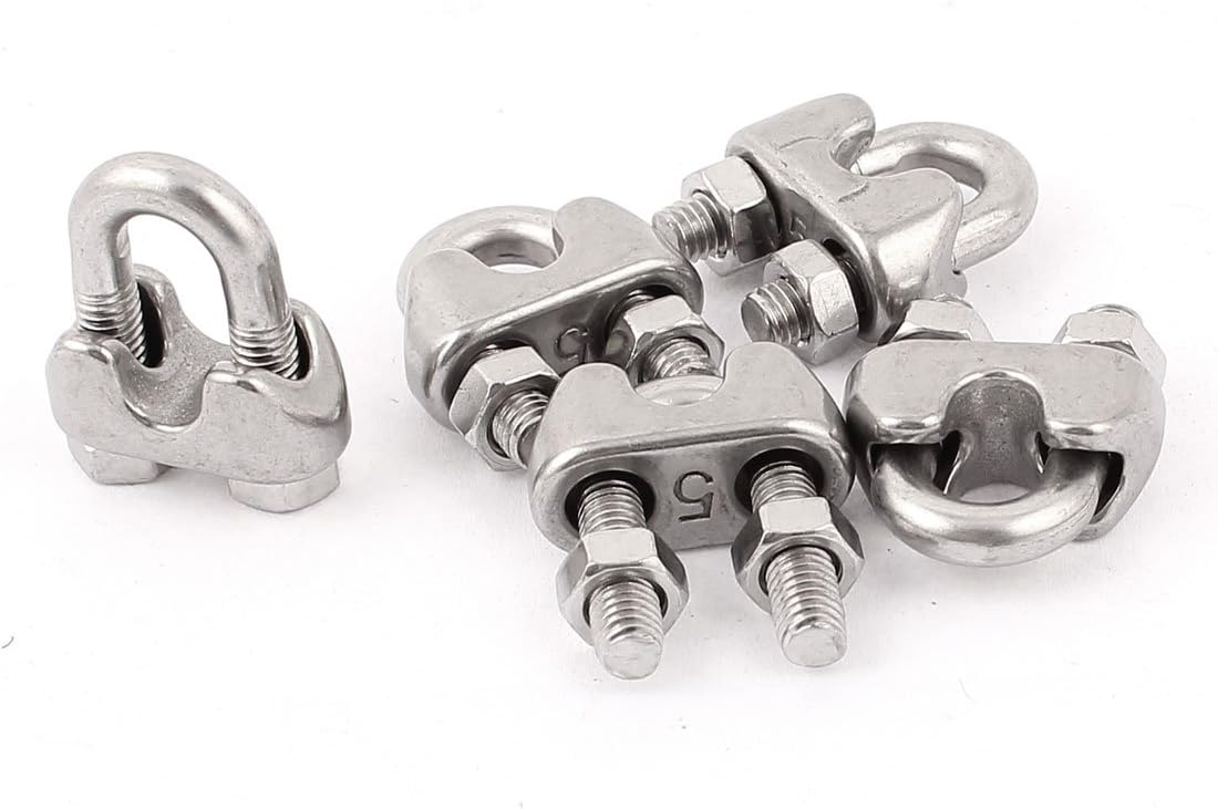 sourcingmap 5mm 3/16 Inch Stainless Steel Wire Rope Cable Clamp Clip ...
