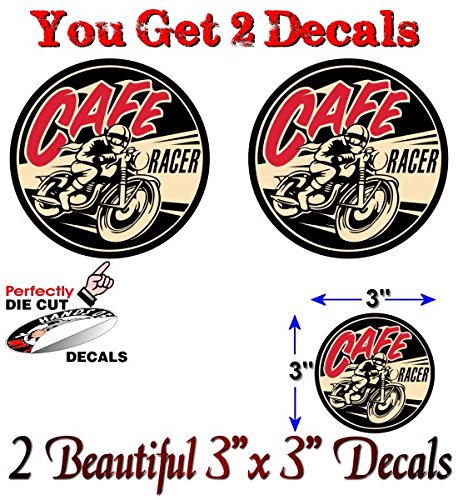 2 CAFE RACER Motorcycle 3" Vinyl Sticker Decals Engine Gas - Want It All