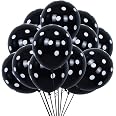 Amazon.com: TONIFUL 100pcs Black and White Polka Dots Balloons 12inch ...