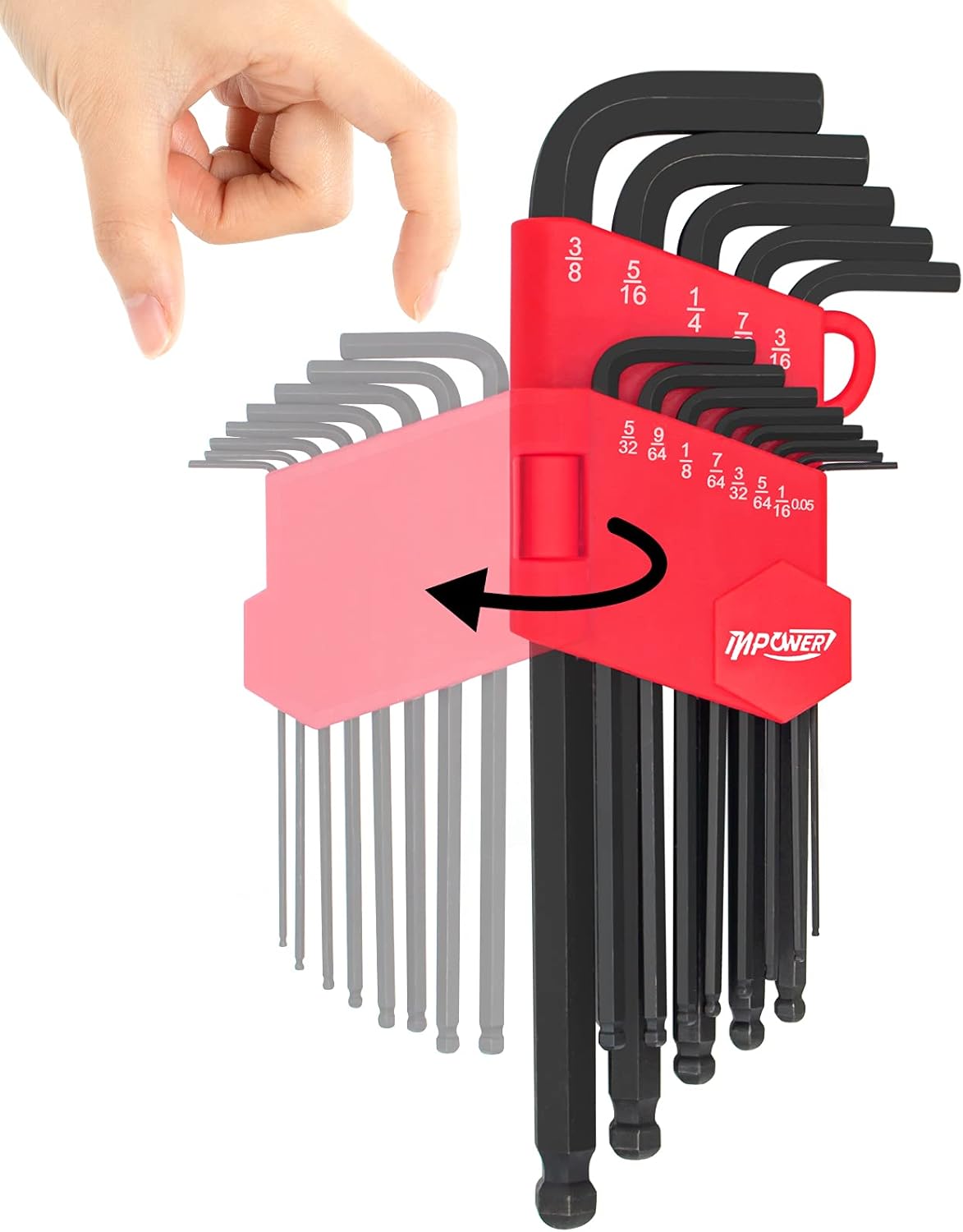 Long Arm Ball End Allen Key Set Tools for Hex Head Socket Screws 2 sets. 26pcs SAE and Metric ...