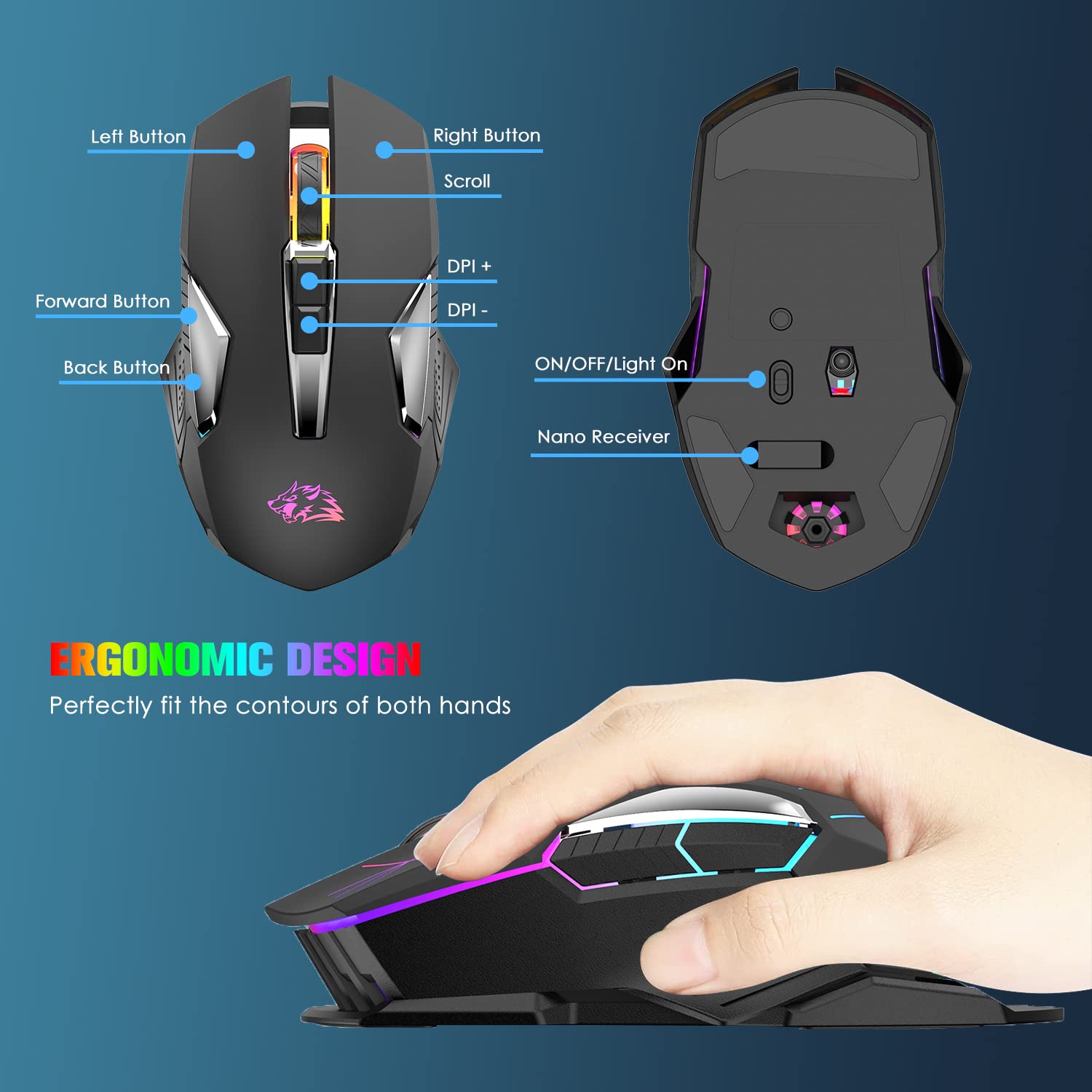 Mua FELICON Wrieless Gaming Mouse, Silent Rechargeable Optical Sensor 3 ...