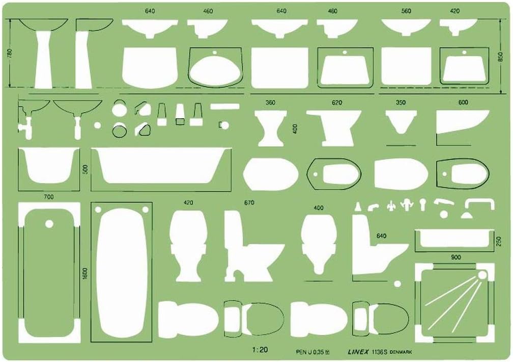 Linex 100414237 Sanitary Stencil Scale Sanitary Design Drawing Stencil ...