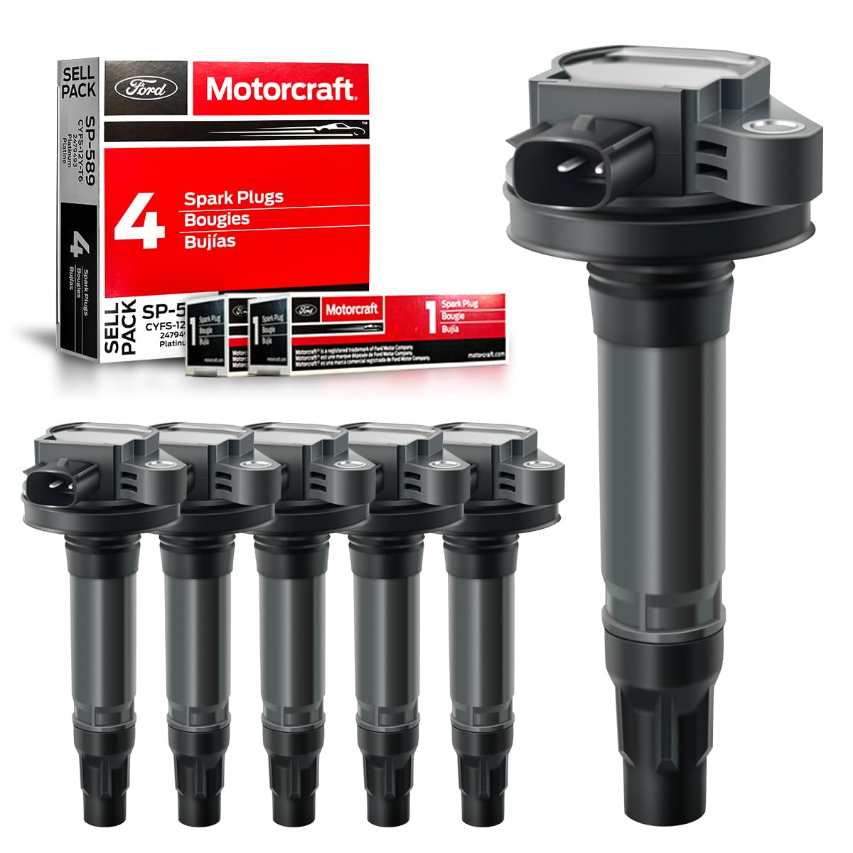 MAS Set of 6 Ignition Coil Pack & 6Pcs Motorcraft Platinum Spark Plug ...