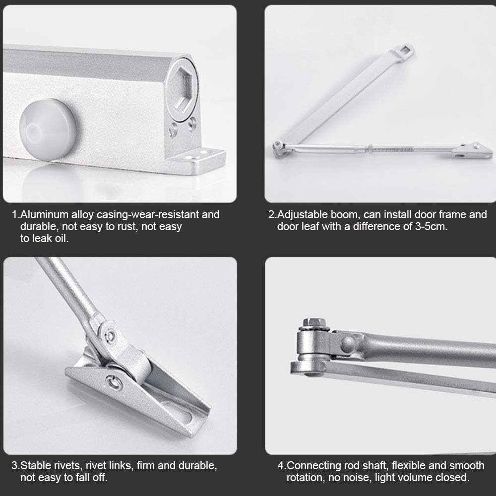 DECARETA Door Closer,Automatic/Auto Spring Hydraulic Adjustable Arm ...