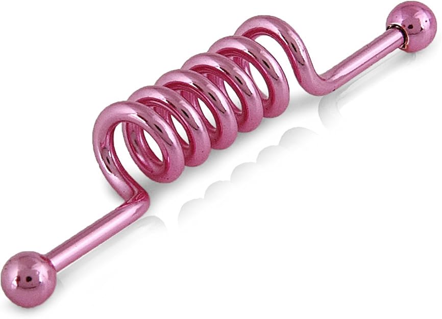 Amazon.com: Anodized Steel Industrial Barbell 14g (Pink): Jewelry
