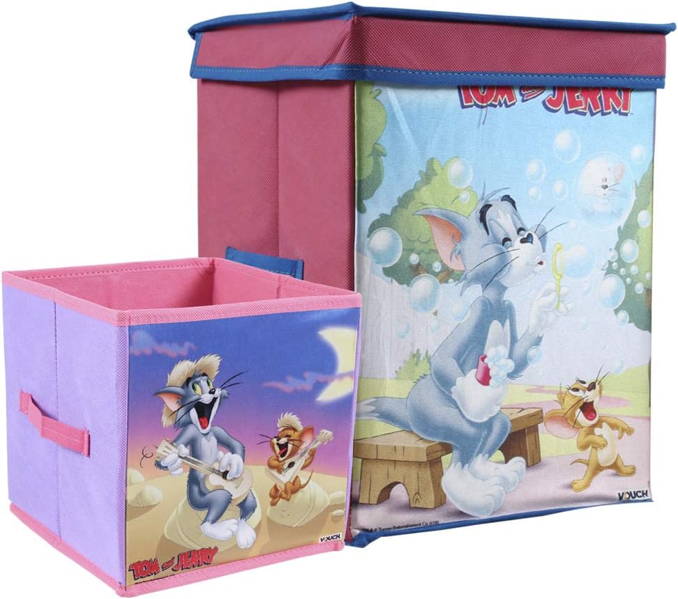 PrettyKrafts Tom and Jerry Kid's Fabric Toys Organizer (Purple, Big and ...