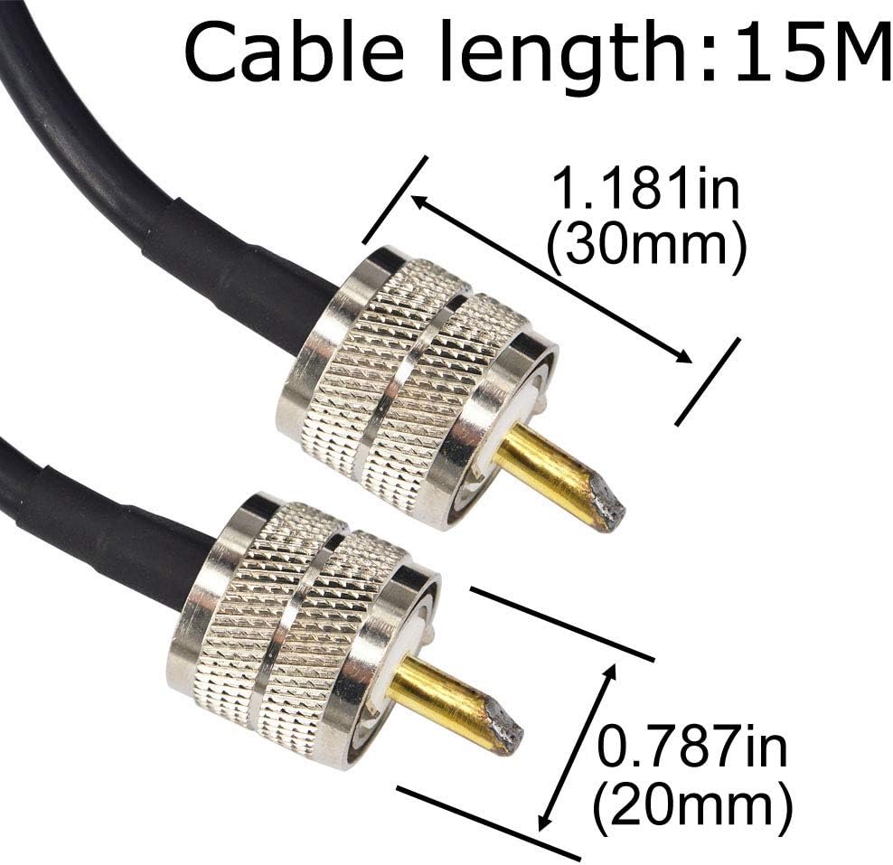 BOOBRIE 15M UHF Coaxial Cable RG58 Coax Cable PL259 Cable 50 ohms CB ...
