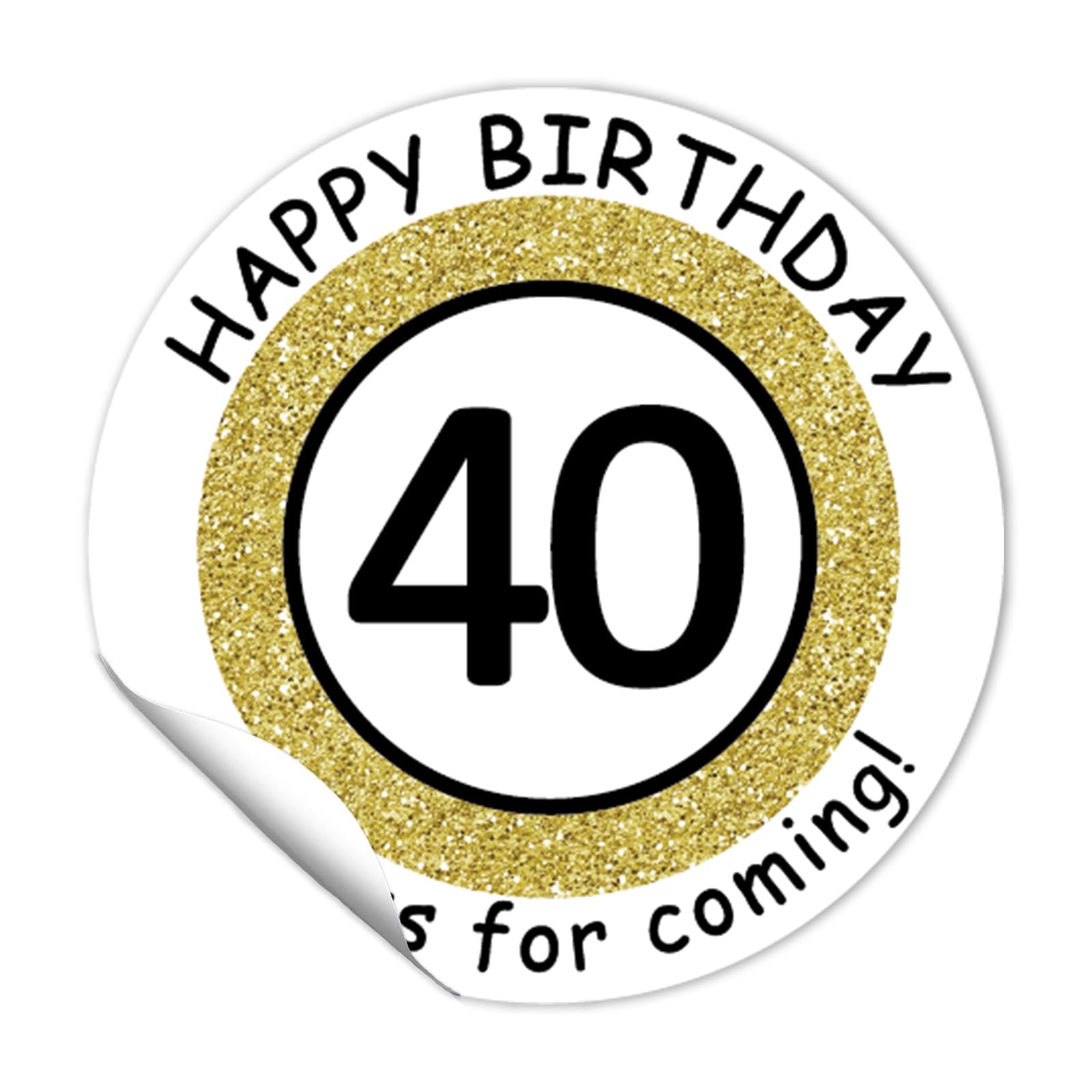 REWIDPARTY 1.5 Inch Round 40th Birthday Stickers?80 Pieces? White Gold ...