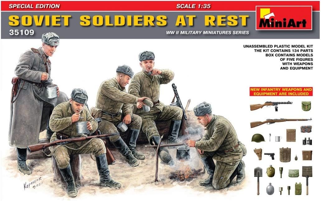MiniArt 1:35 Scale Soviet Soldiers at Rest. (Special Edition) Plastic Model Kit: Amazon.co.uk ...