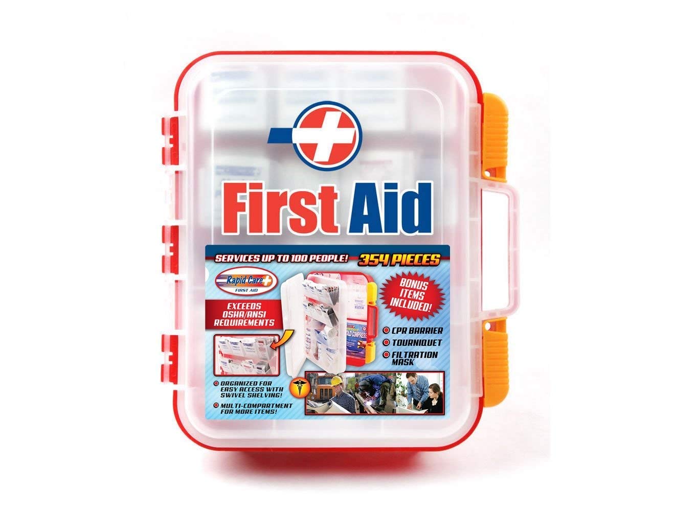 Rapid Care First Aid RC-BLMD-354 354Piece OSHA Multi Compartment Wall ...