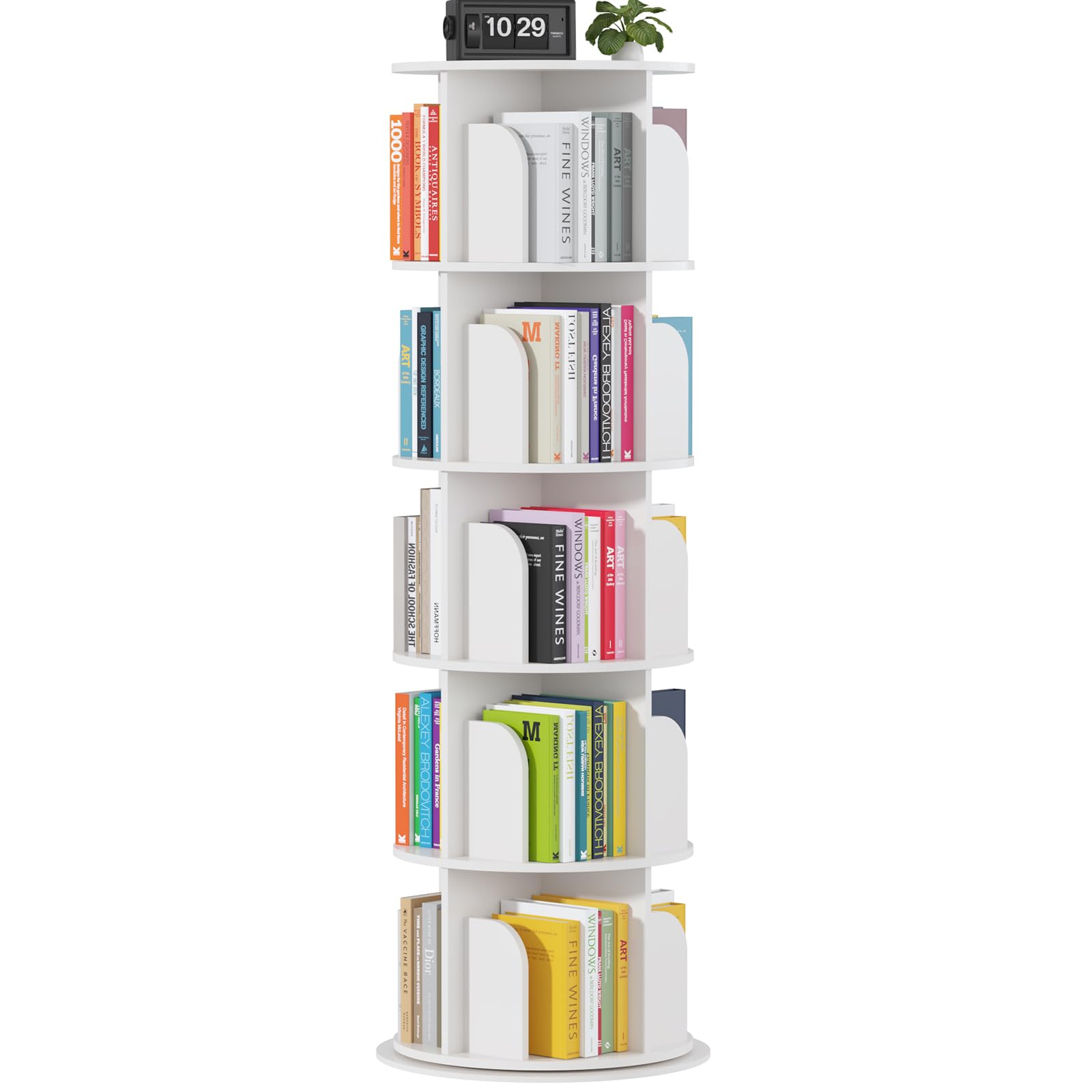 Rotating Bookshelf Tower 5 Tier,Spinning Bookcase, Revolving 360 Book ...