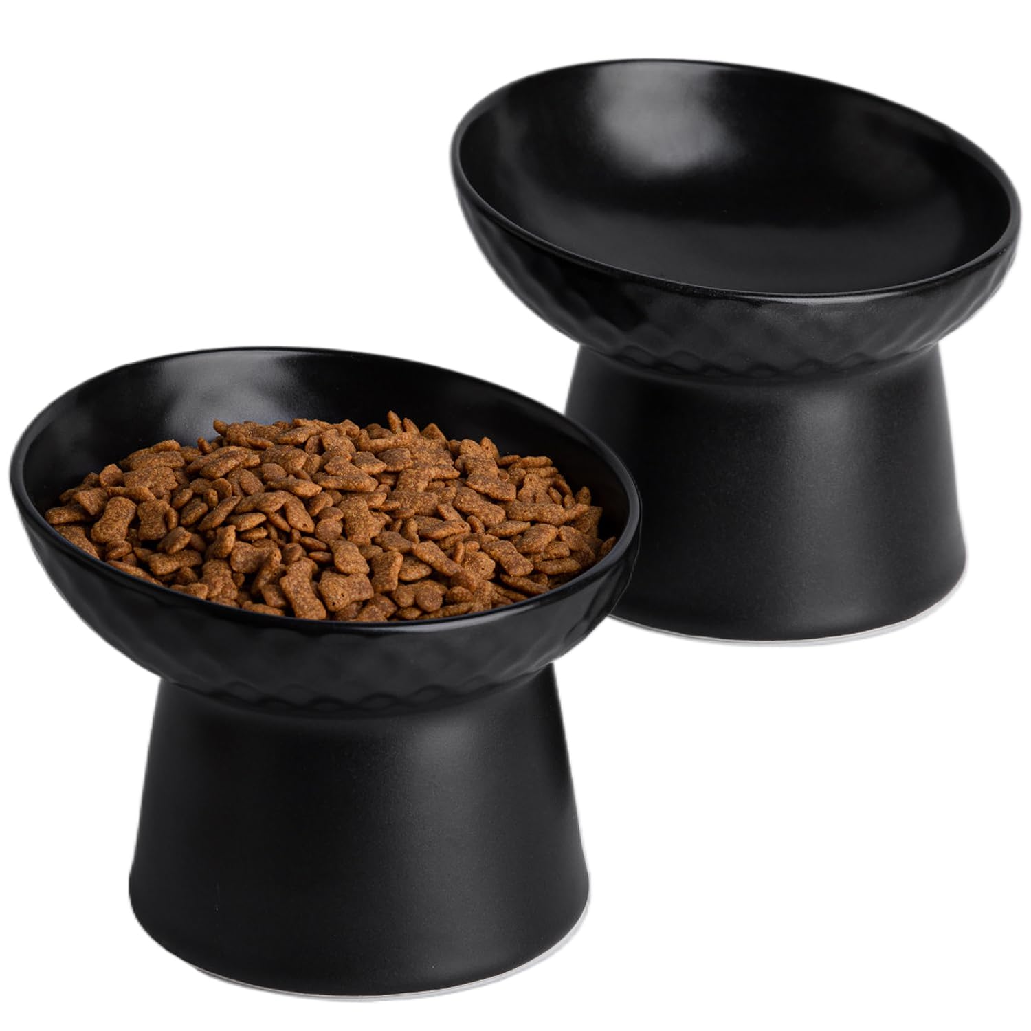 KITCHENLESTAR 6 inch Small Ceramic Raised Cat Bowls, Tilted Elevated ...