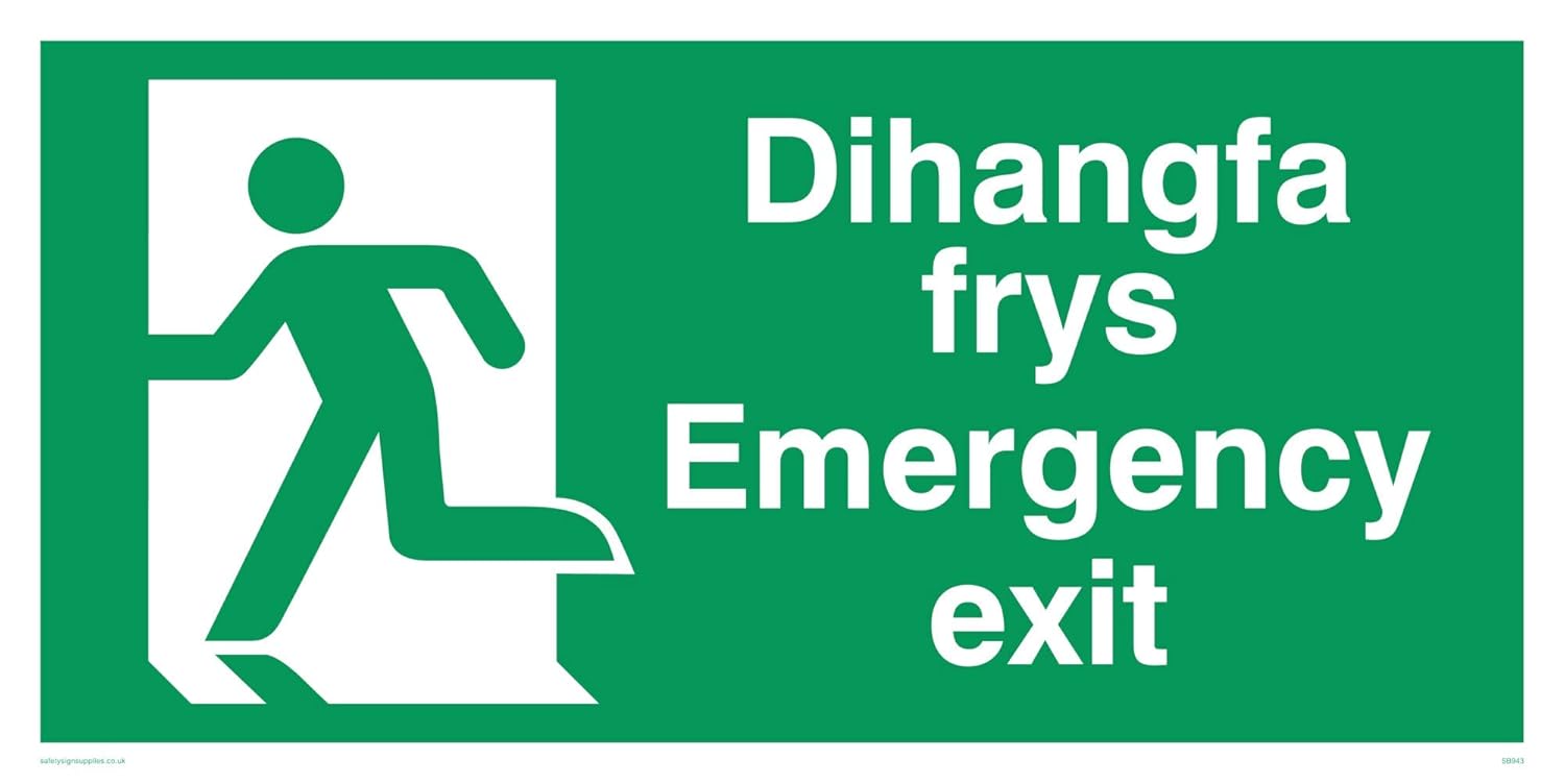 Viking Signs SB943-L42-3M Left”Dihangfa Frys/Emergency Exit” Sign, 3 mm ...