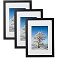 Amazon.com - Atryinous A4 Picture Frame Set of 3 Black Display Photo 6x8 with Mat or 8.3x11.7 ...