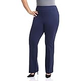 Rekucci Curvy Woman Secret Figure Knit Plus Size Straight Pant w/Tummy ...