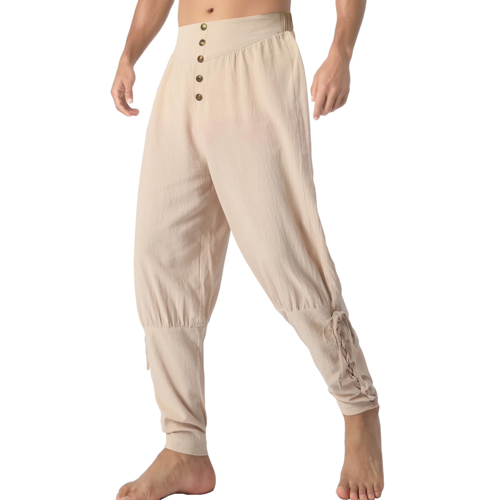JIEFULL Pirate Pants Mens Renaissance Medieval Ren Faire Viking Ankle ...