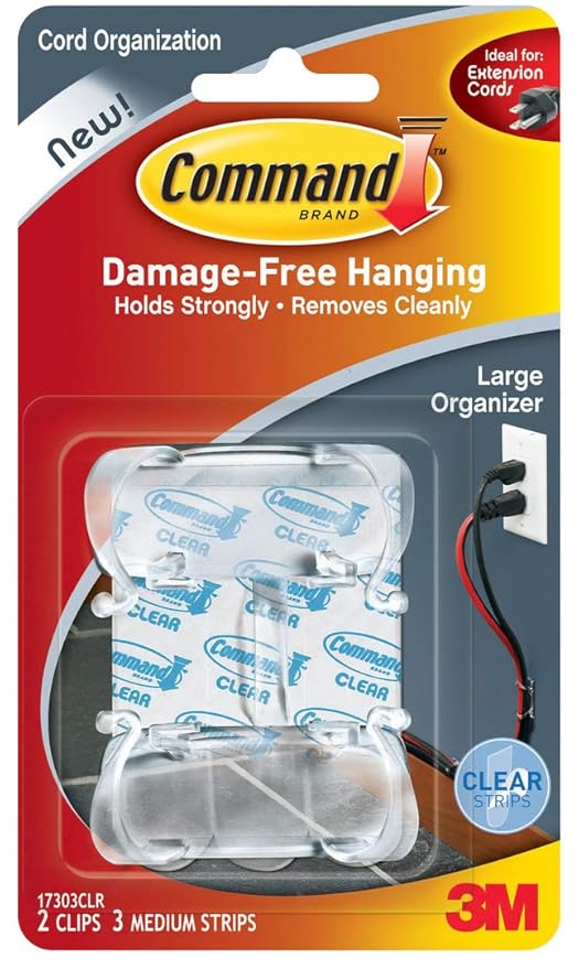 Command Cord Clips, Large, Clear, 2-Clips (17303CLR-ES), Cable Straps ...