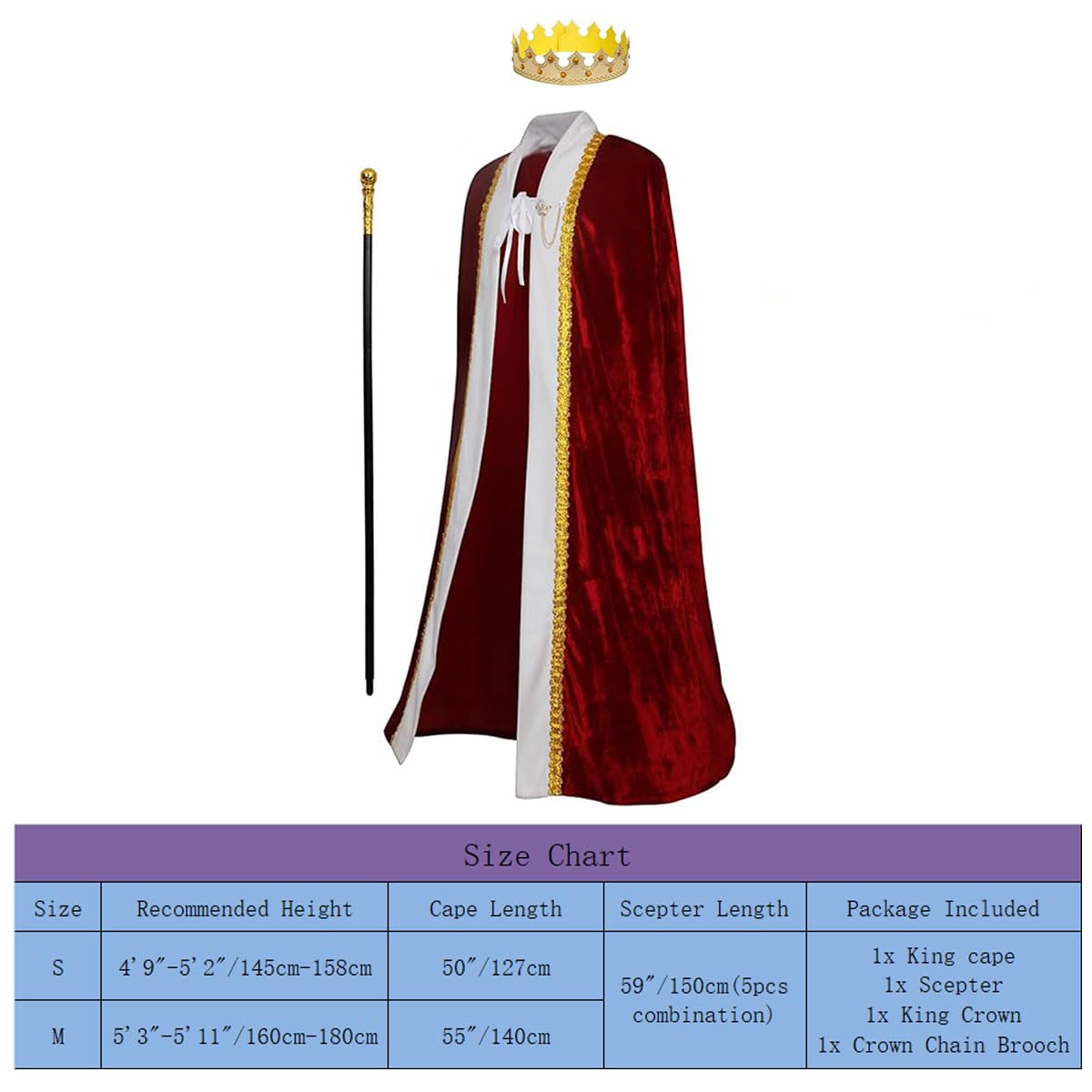 Mua Slorntukn Adult King Costume Set King Robe Cape Queen Costume Crown ...