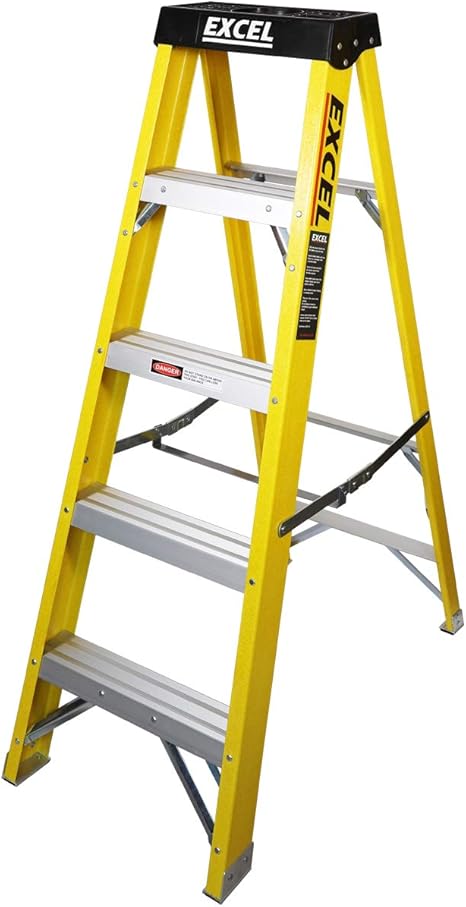 Excel Electricians Fibreglass Step Ladder 5 Tread 1.3m Heavy Duty ...