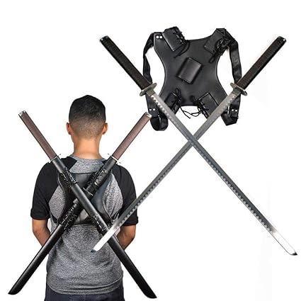 Ace Martial Arts Supply Leonardo Dual Ninja Swords with Back Carrying ...