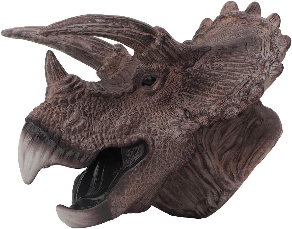 Soft Rubber Realistic Dinosaur Hand Puppets Triceratops Head Hand ...