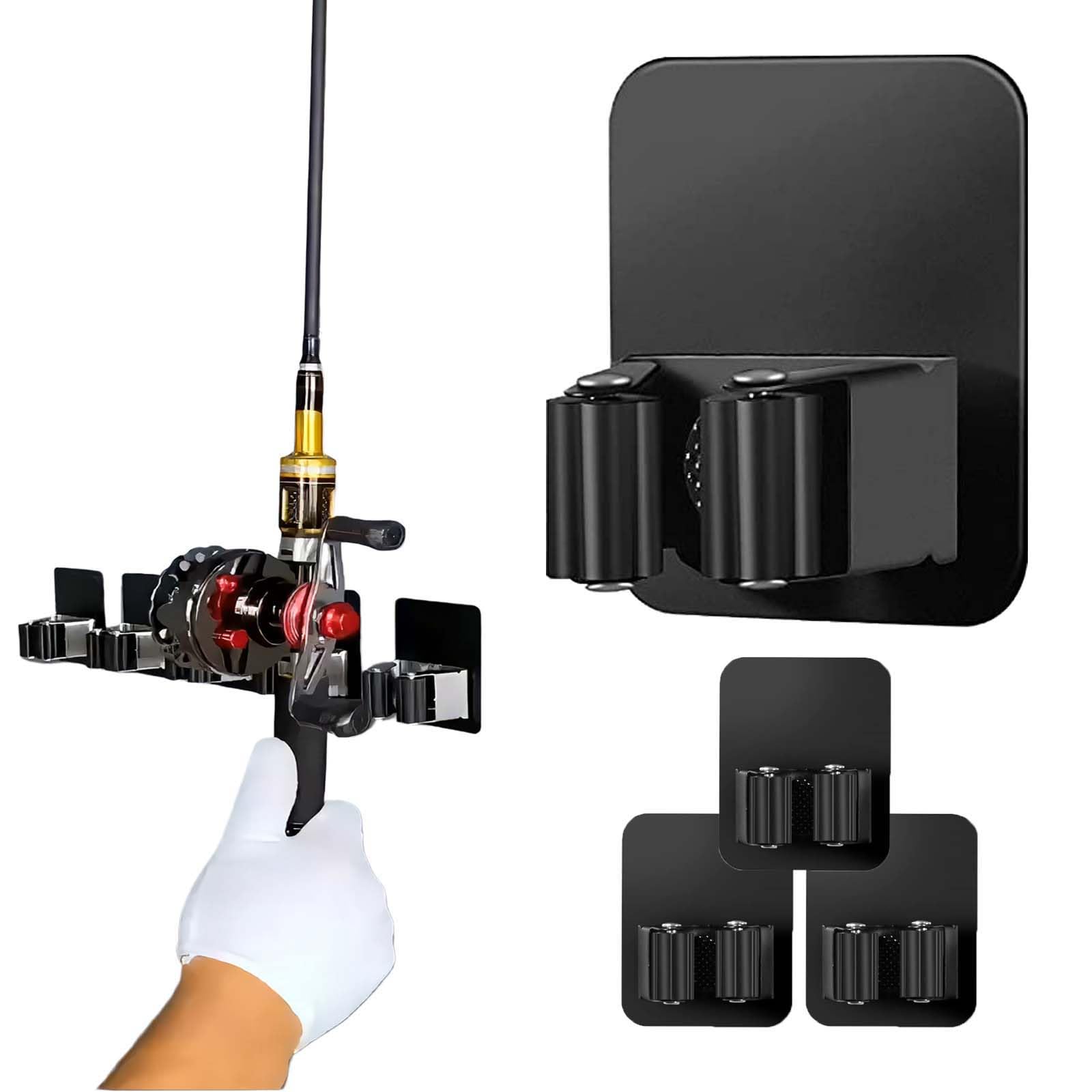 PAPAZOO 4 Pack Fishing Rod Holders, Self-adhesive Wall Mounted Fishing ...