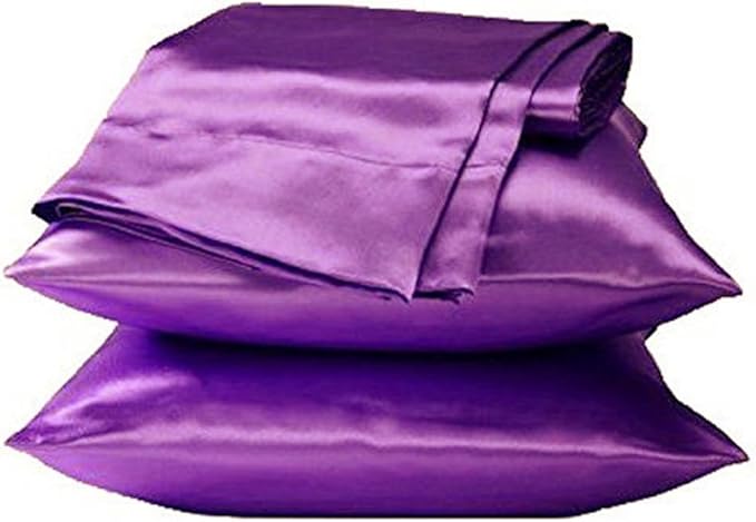 2Pcs Silk Satin Pillow Case Cushion Cover Pillowcase Standard Queen ...