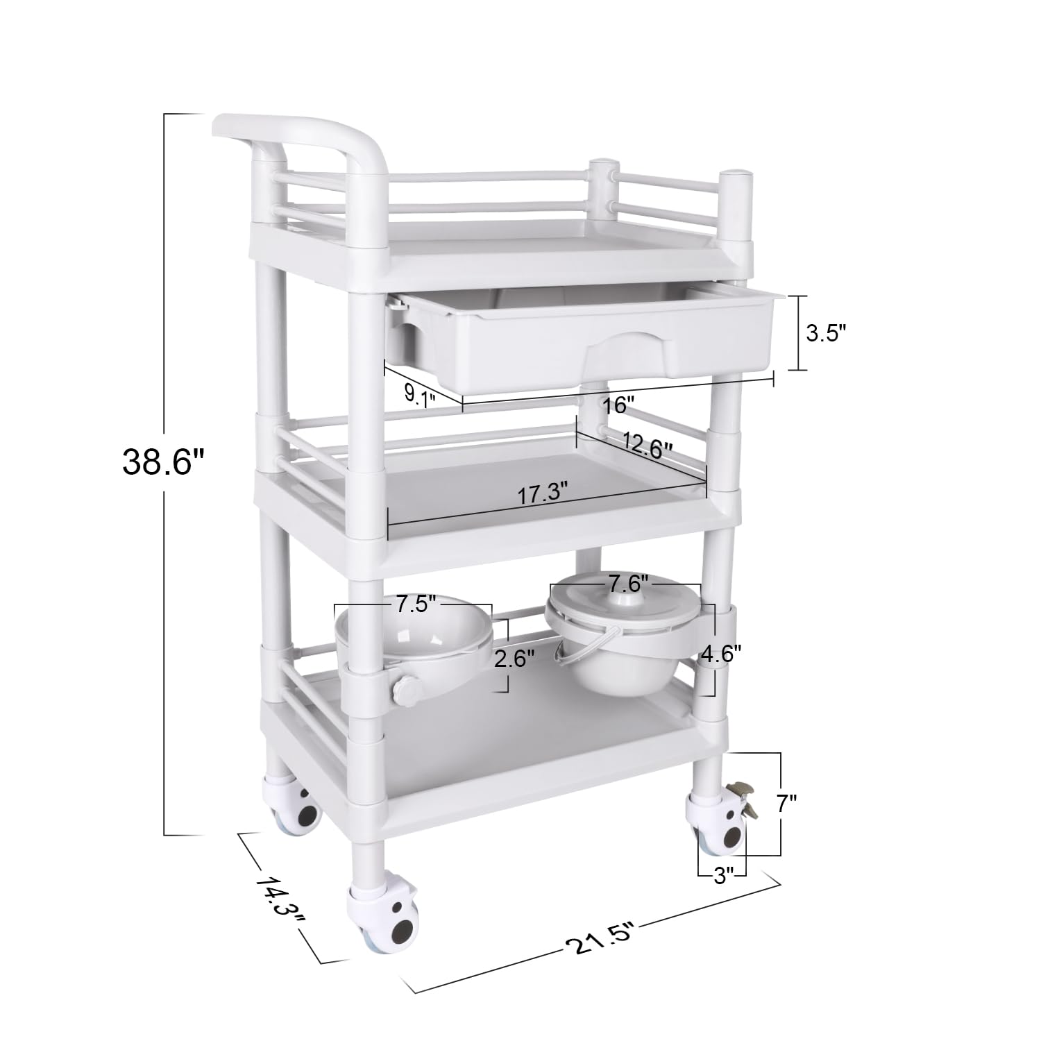 Mua Mobile Medical Trolley Cart Portable 3-Tier Professional Cart 220 ...