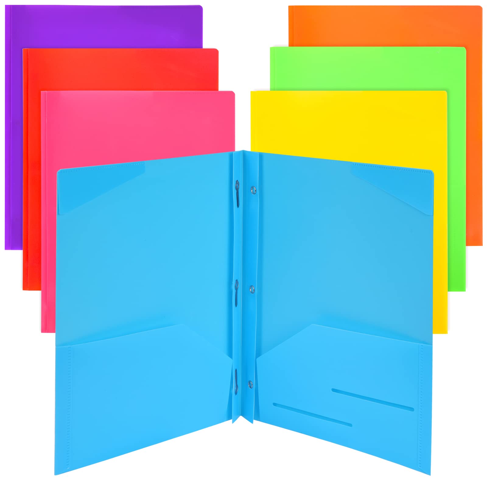 EOOUT 7 Pack Plastic File Folders, Heavy Duty Folders with Pockets, 4 ...