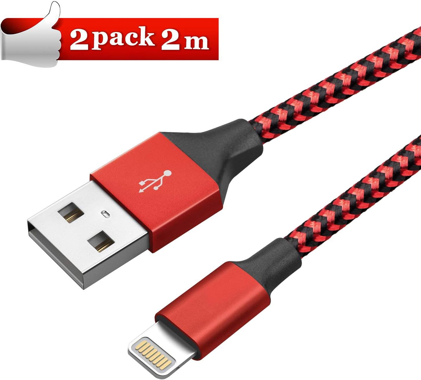 Quntis Lot de 2 Chargeur Apple iPhone 2M en Nylon Tressé Renforcé 【MFI ...