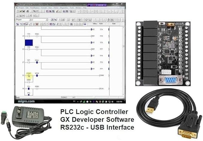 PLC Ladder Logic Programmable Controller, Programming interface & Software, Starter Kit 24V, 12 ...
