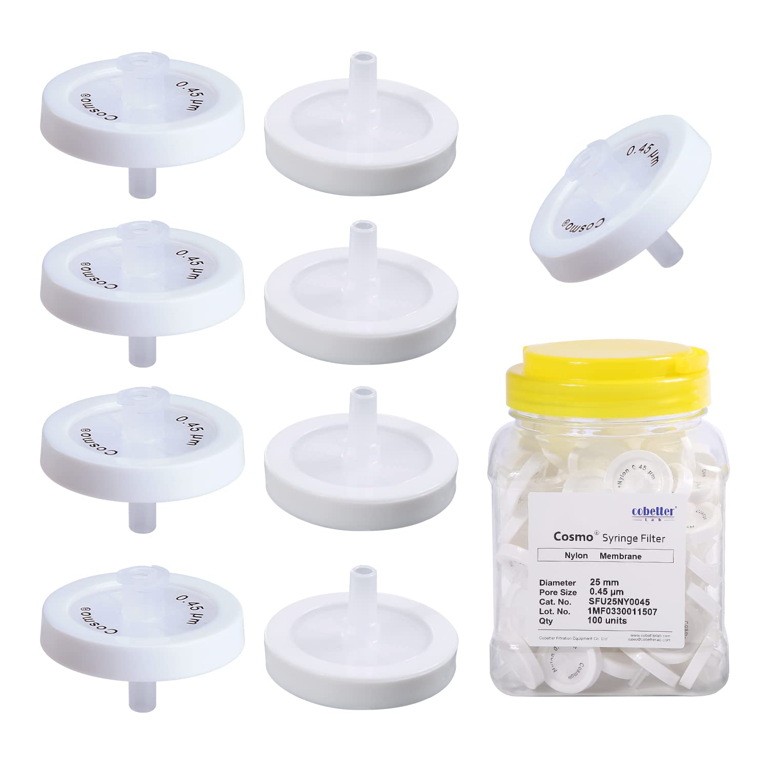 Mua 100 Pack Syringe Filter Nylon Lab Filters 0.2μm Pore Size 25mm ...